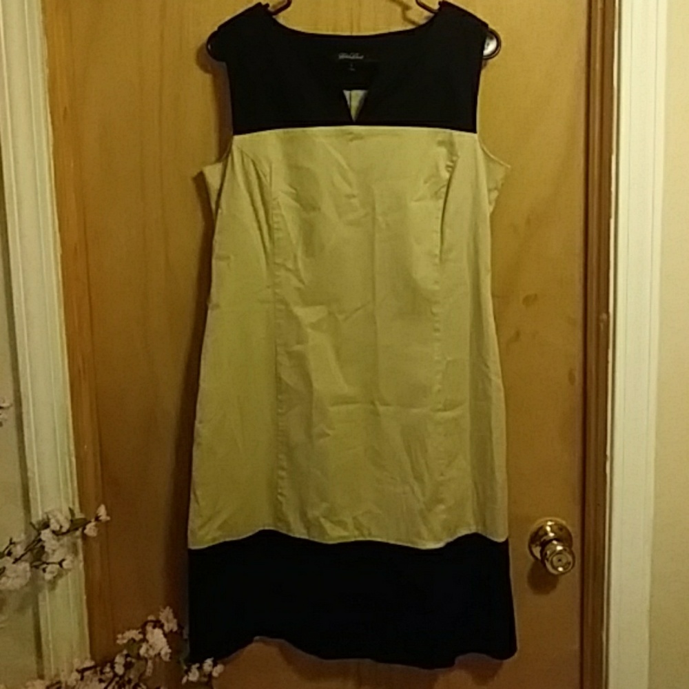 So Classy Black & Tan Side Zip Colorblock Dress! - Gem